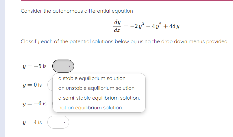 Solved Consider the autonomous differential | Chegg.com