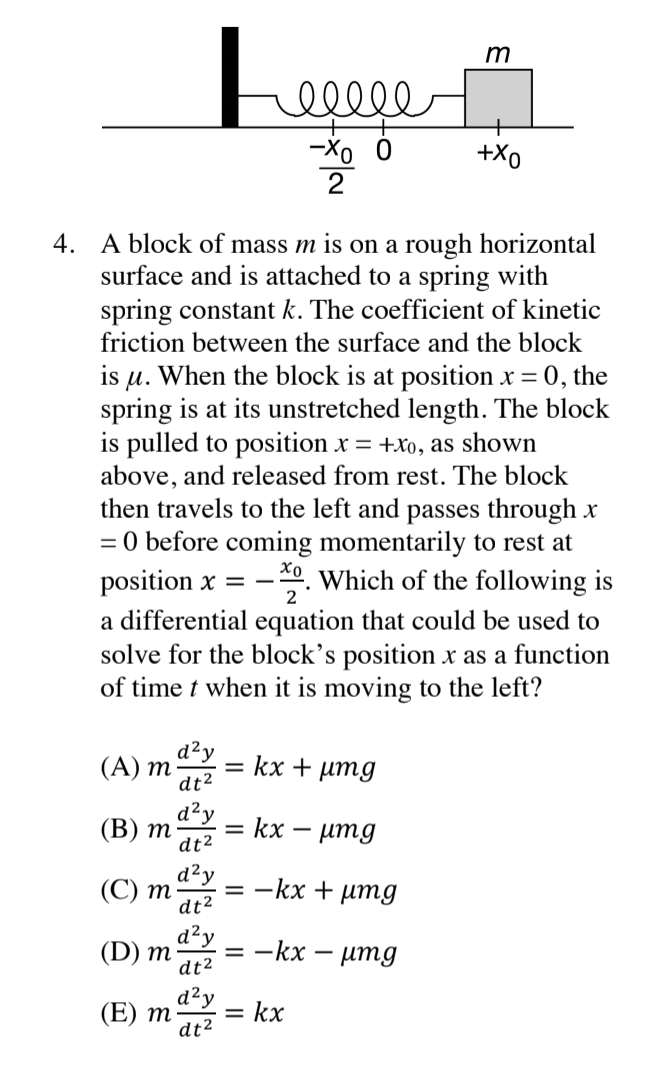 Solved m llele -Хо о 2 +Xo 4. A block of mass m is on a | Chegg.com