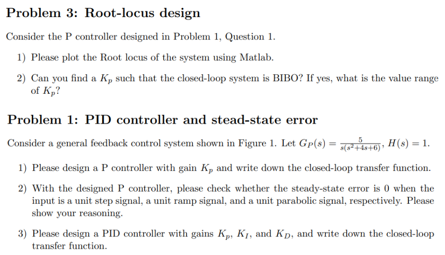 Problem 3: Root-locus design Consider the P | Chegg.com