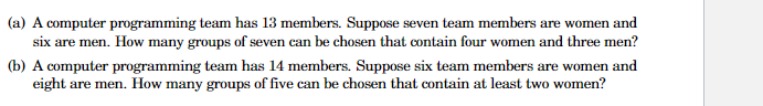 Solved (a) A computer programming team has 13 members. | Chegg.com