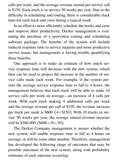 calls per week, and the average revenue earned per | Chegg.com