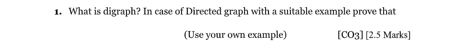 Solved 1. What is digraph? In case of Directed graph with a | Chegg.com