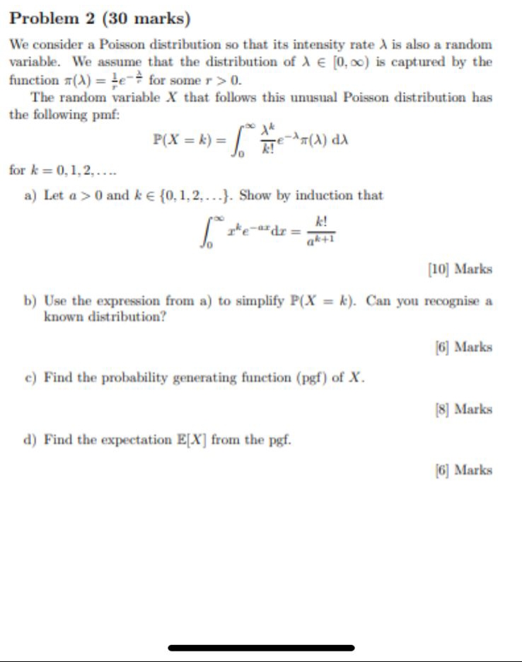 Solved Problem 2 (30 marks) We consider a Poisson | Chegg.com