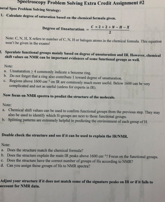 Solved Spectroscopy Problem Solving Extra Credit Assignment | Chegg.com Solved Spectroscopy Problem Solving Extra Credit Assignment | Chegg.com