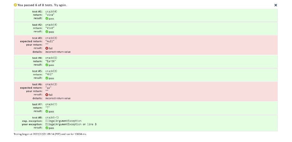 Solved -JAVA PLEASE- I can pass 6/8 of the tests for this | Chegg.com