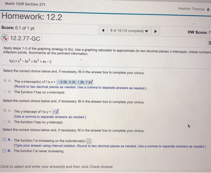 Solved Math 1329 Section 271 Heather Thomas Homework: 12.2 | Chegg.com