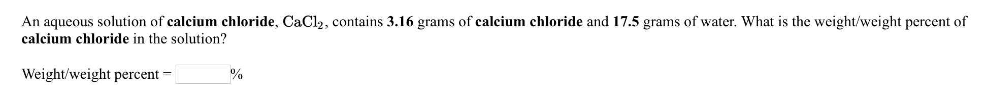 Solved An aqueous solution of calcium chloride, CaCl2, | Chegg.com