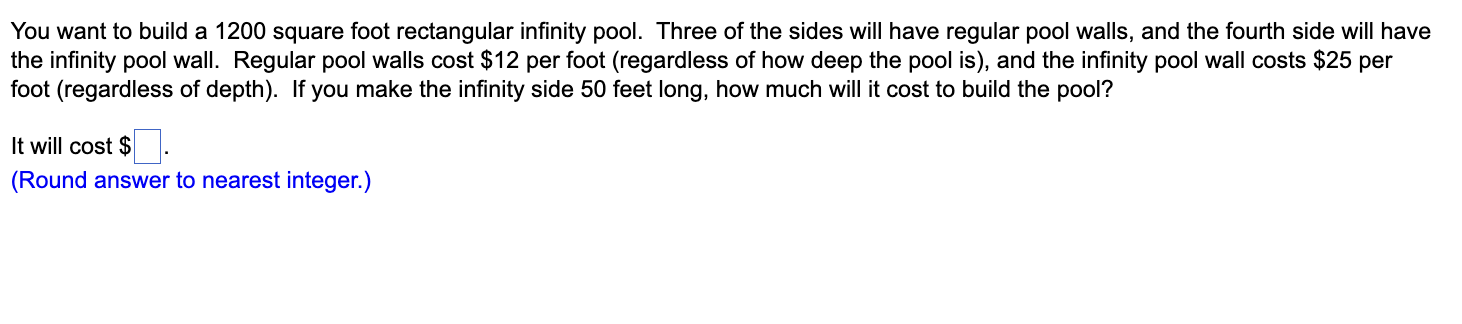 Solved You want to build a 1200 square foot rectangular | Chegg.com