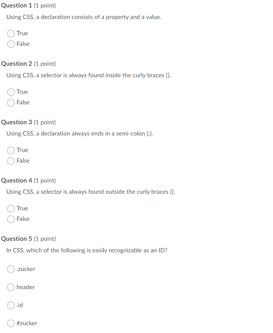 Solved Question 1 1 Point Using Css A Declaration 7990