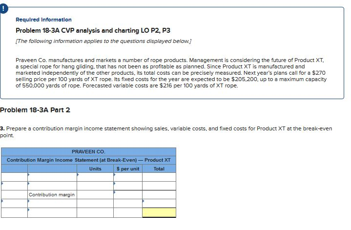 Solved Requlred Informatlorn Problem 18-3A CVP analysis and | Chegg.com