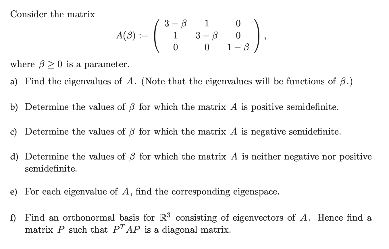 Solved Consider the matrix \\[ | Chegg.com