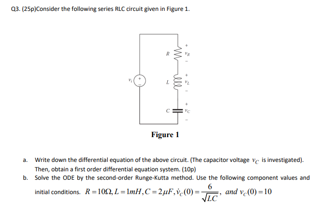 Solved Q3. (25p)Consider the following series RLC circuit | Chegg.com