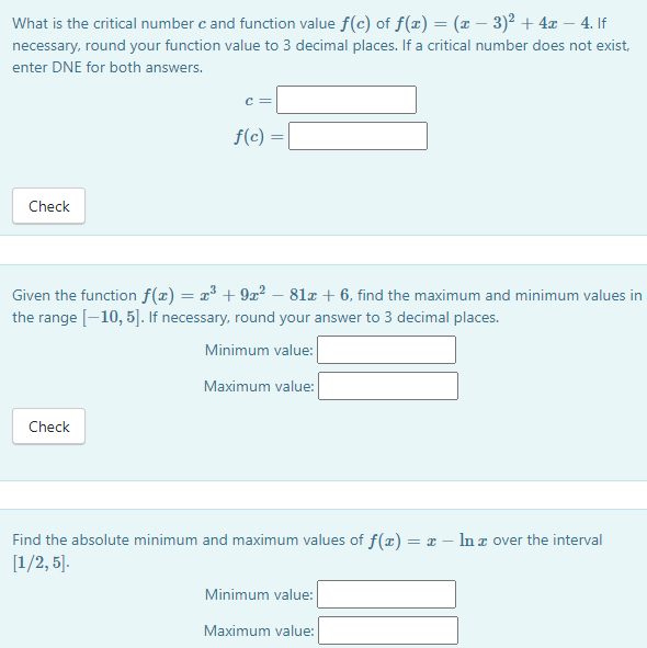Solved What is the critical number c and function value f(c) | Chegg.com