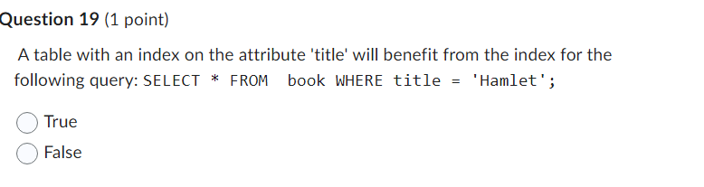 Solved A table with an index on the attribute 'title' will | Chegg.com