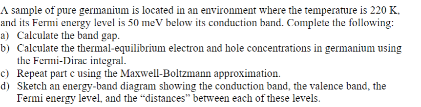 Solved A sample of pure germanium is located in an | Chegg.com