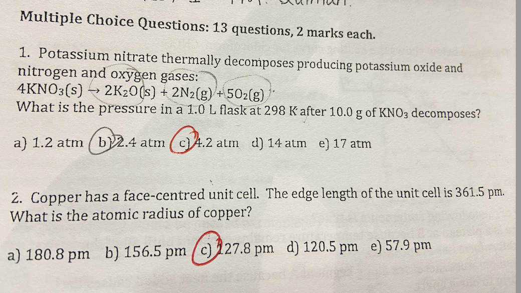 Solved 1. Potassium nitrate thermally decomposes producing | Chegg.com