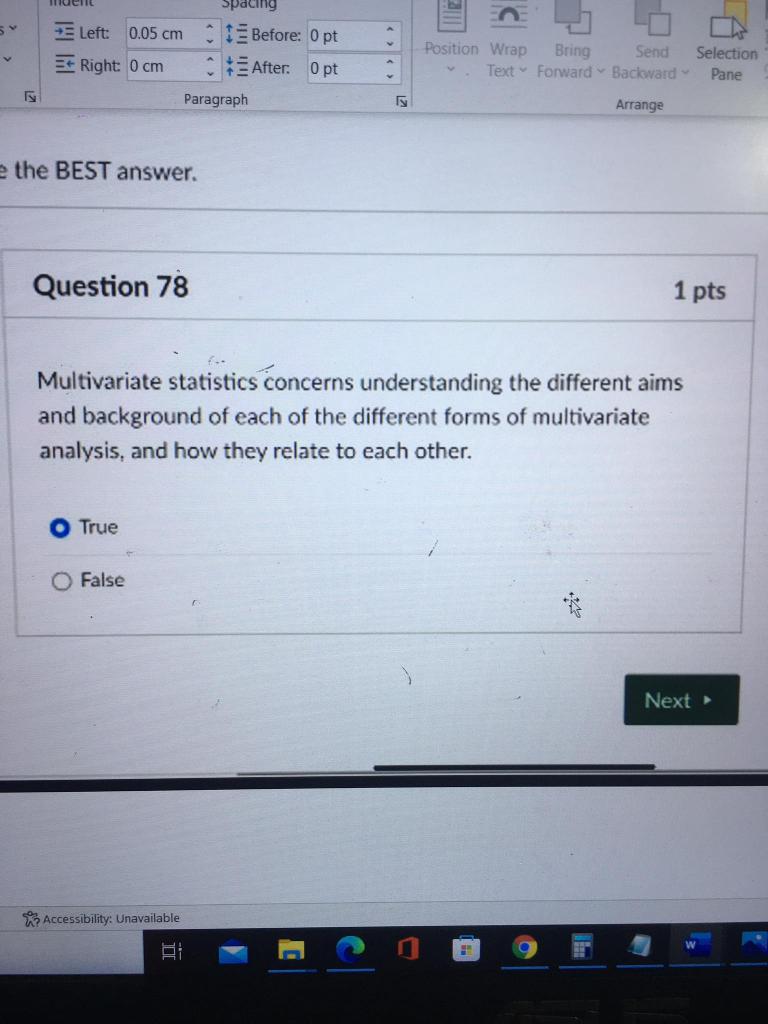 Solved che BEST answer. Question 77 1 pts Multivariable | Chegg.com