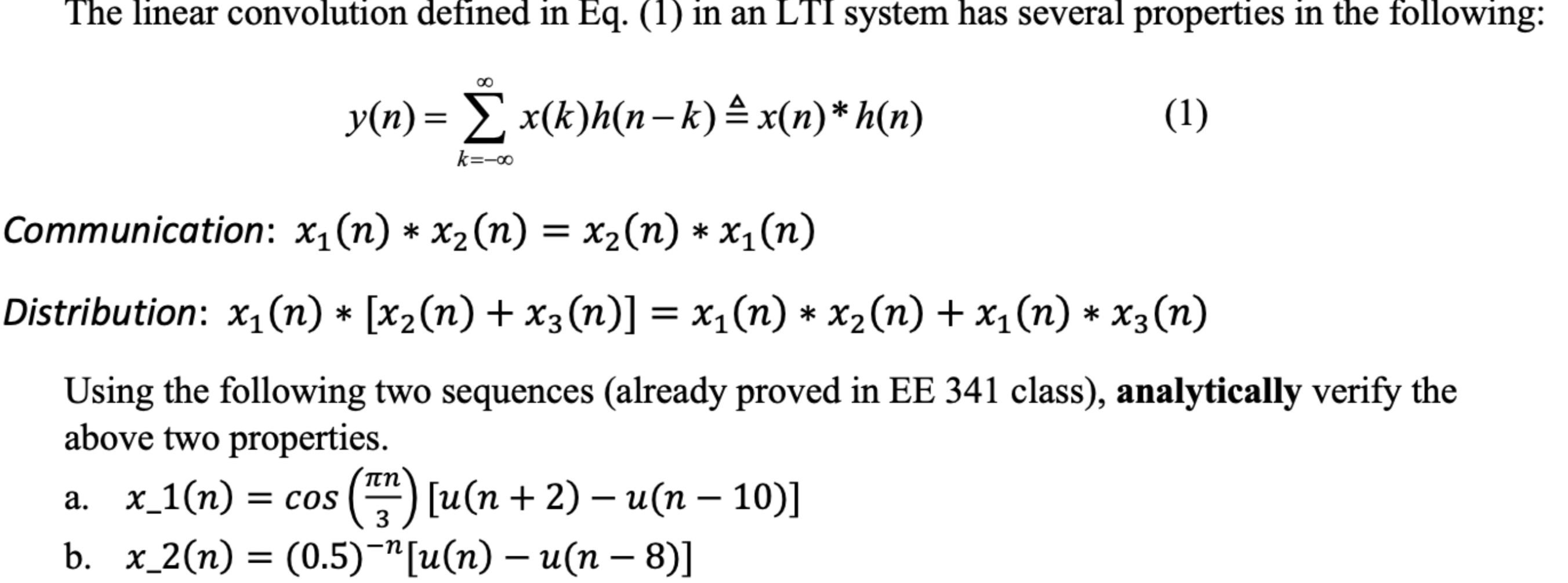 Solved The linear convolution defined in Eq. (1) in an LTI | Chegg.com