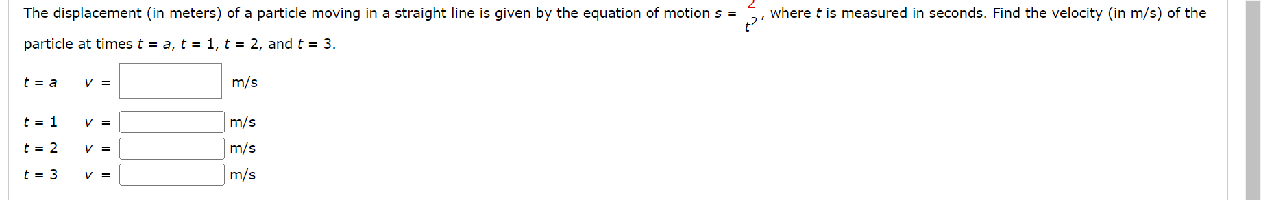 Solved The displacement (in meters) of a particle moving in | Chegg.com