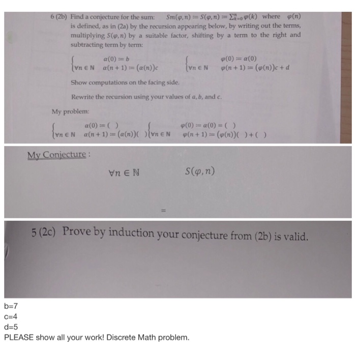 Solved 6 (2b) Find a conjecture for the sum: Sm(p,n)= | Chegg.com