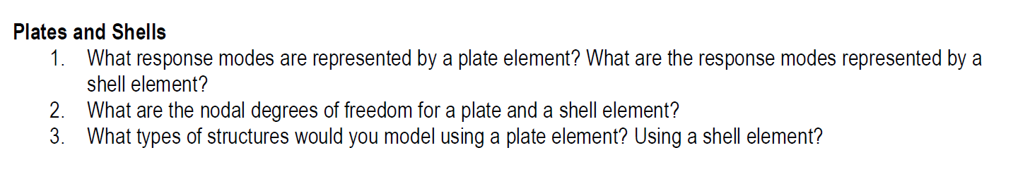Solved Plates and Shells 1. What response modes are | Chegg.com