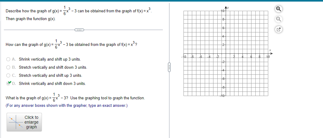 Solved Describe how the graph of g(x)=16x3-3 ﻿can be | Chegg.com