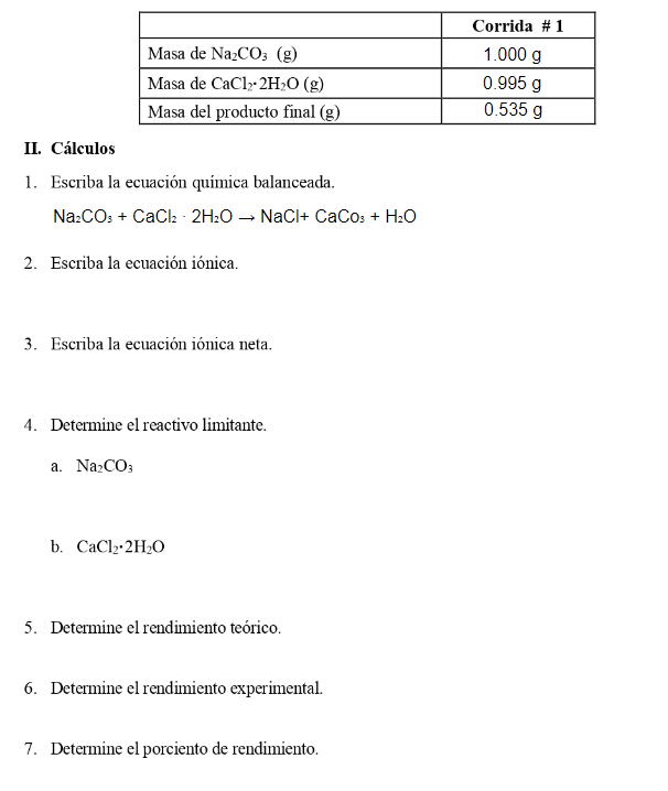 Solved Na2CO3+CaCl2⋅2H2O→NaCl+CaCO3+H2O 2. Escriba la | Chegg.com