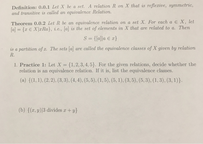 Solved Definition: 0.0.1 Let X be a set. A relation R on X | Chegg.com