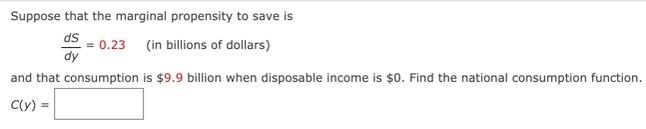 Solved Suppose that the marginal propensity to save is ds = | Chegg.com