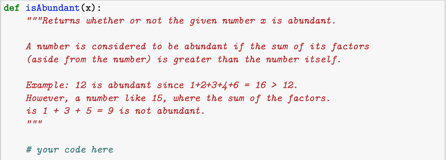 Solved def isPerfect(x): !!! "Returns whether or not the | Chegg.com