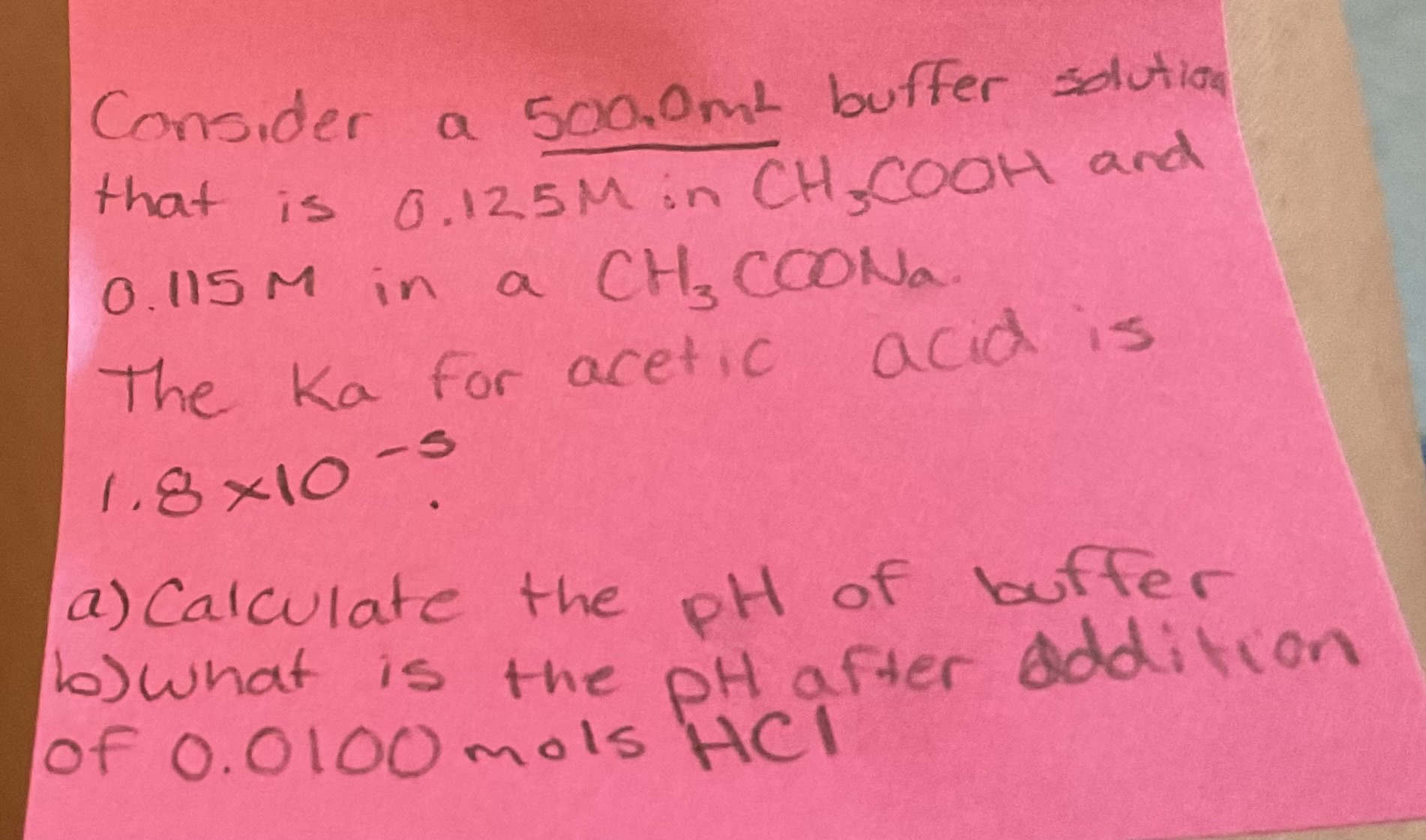 Solved Consider a 500.0 mL2 buffer solution that is 0.125M | Chegg.com