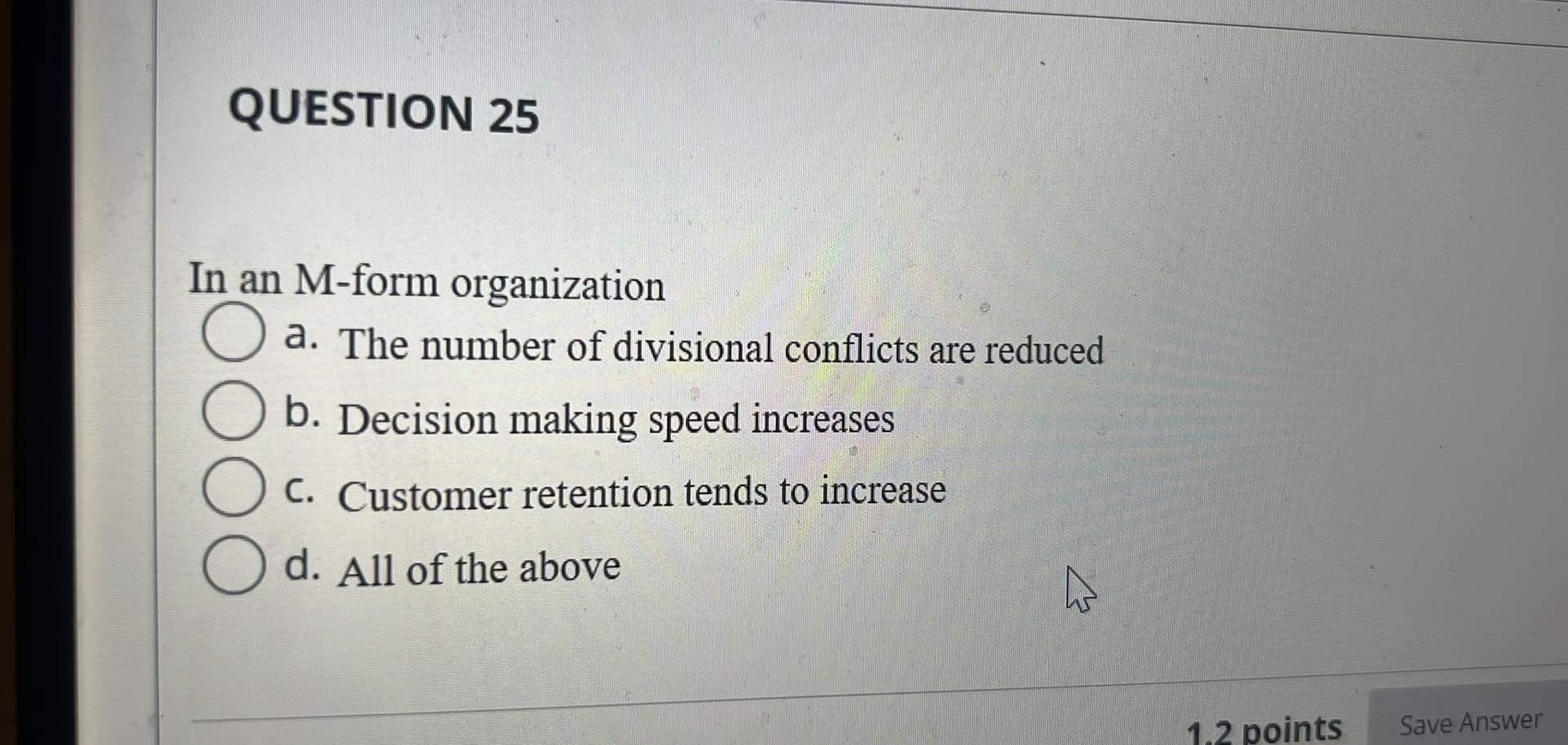 Solved QUESTION 25 In an M-form organization O a. The number | Chegg.com