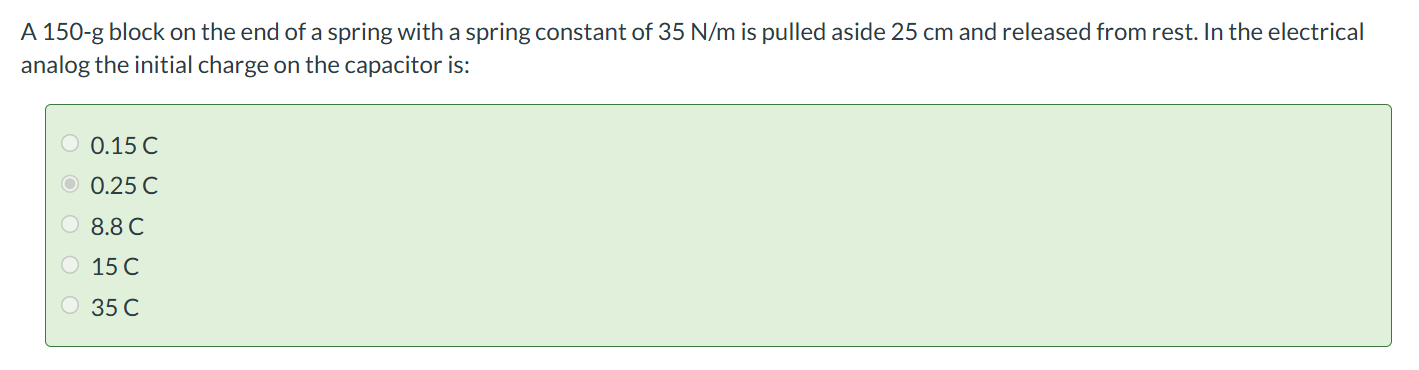 Solved A 150-g block on the end of a spring with a spring | Chegg.com