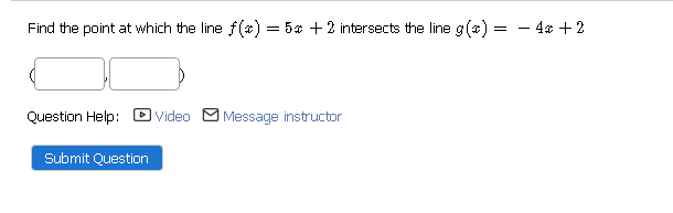 Solved Find the point at which the line f(x)=5x+2 intersects | Chegg.com