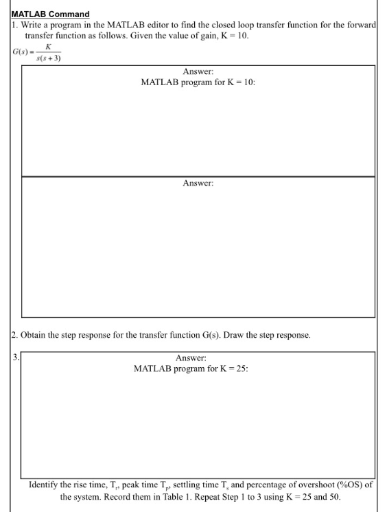 Solved MATLAB Command 1. Write a program in the MATLAB | Chegg.com
