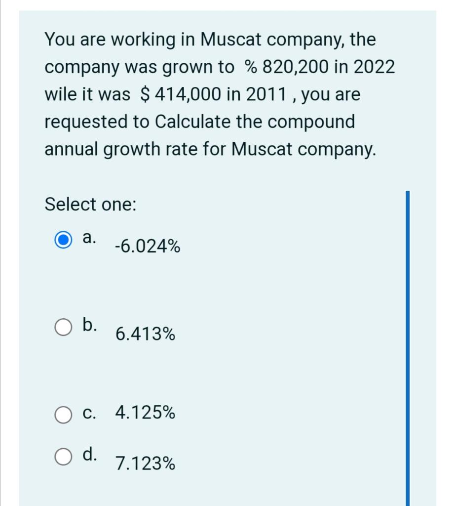 Solved You are working in Muscat company, the company was | Chegg.com