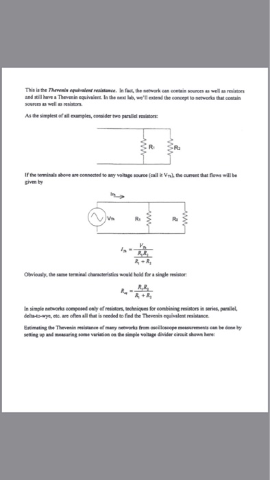 ENGR 2405 (Lab) Experiment 4 Thevenin Resistance and | Chegg.com
