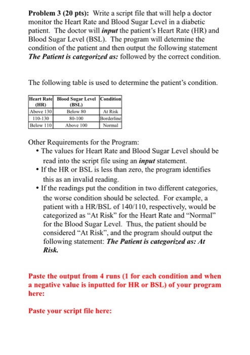 Solved Problem 3 (20 pts): Write a script file that will | Chegg.com