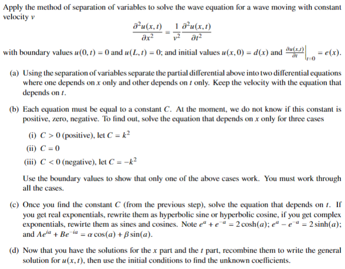 Apply the method of separation of variables to solve | Chegg.com