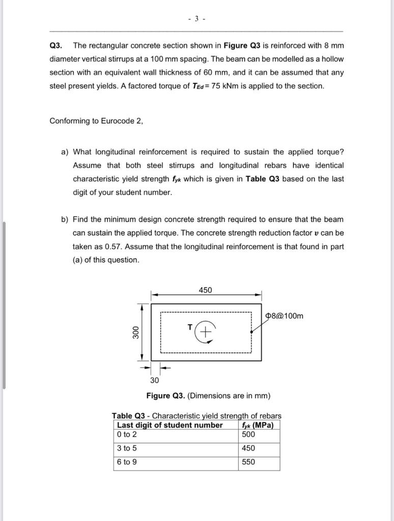 Q3. The rectangular concrete section shown in Figure | Chegg.com