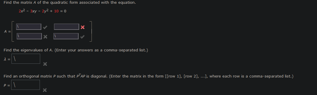 Solved Find the matrix A ﻿of the quadratic form associated | Chegg.com