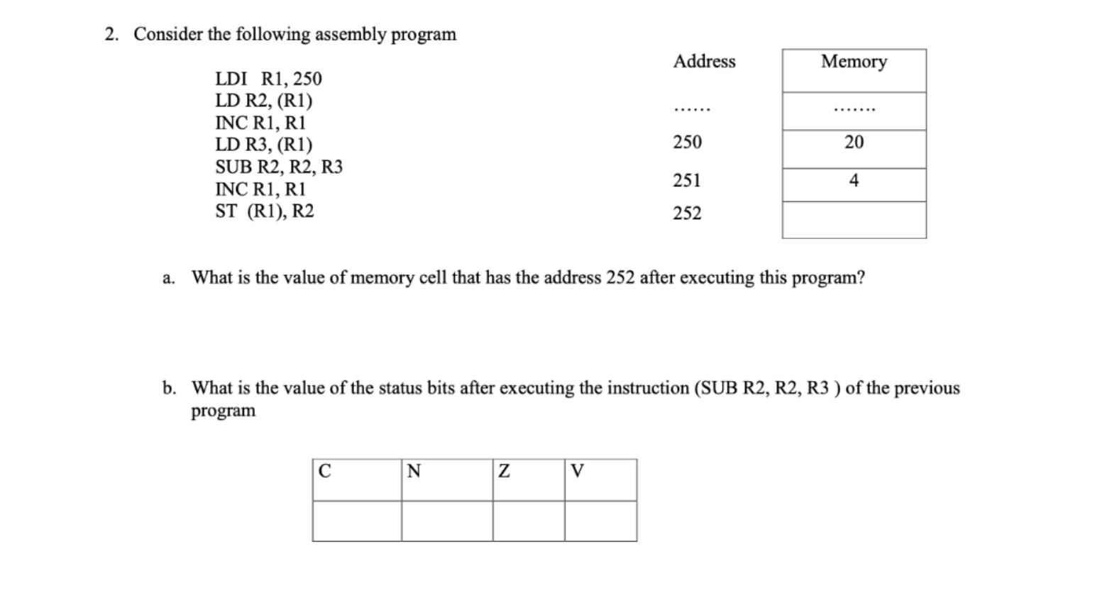Solved 2. Consider the following assembly program Address | Chegg.com
