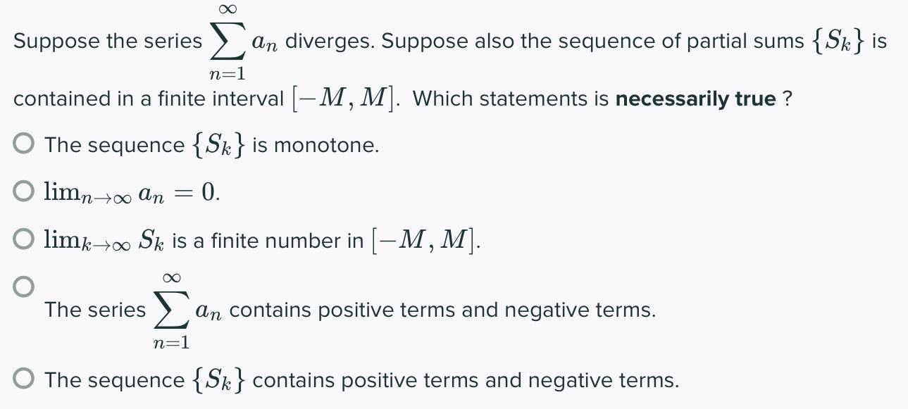 Solved Suppose the series ) an diverges. Suppose also the | Chegg.com