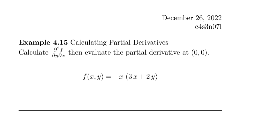 Solved Example 4.15 Calculating Partial Derivatives | Chegg.com