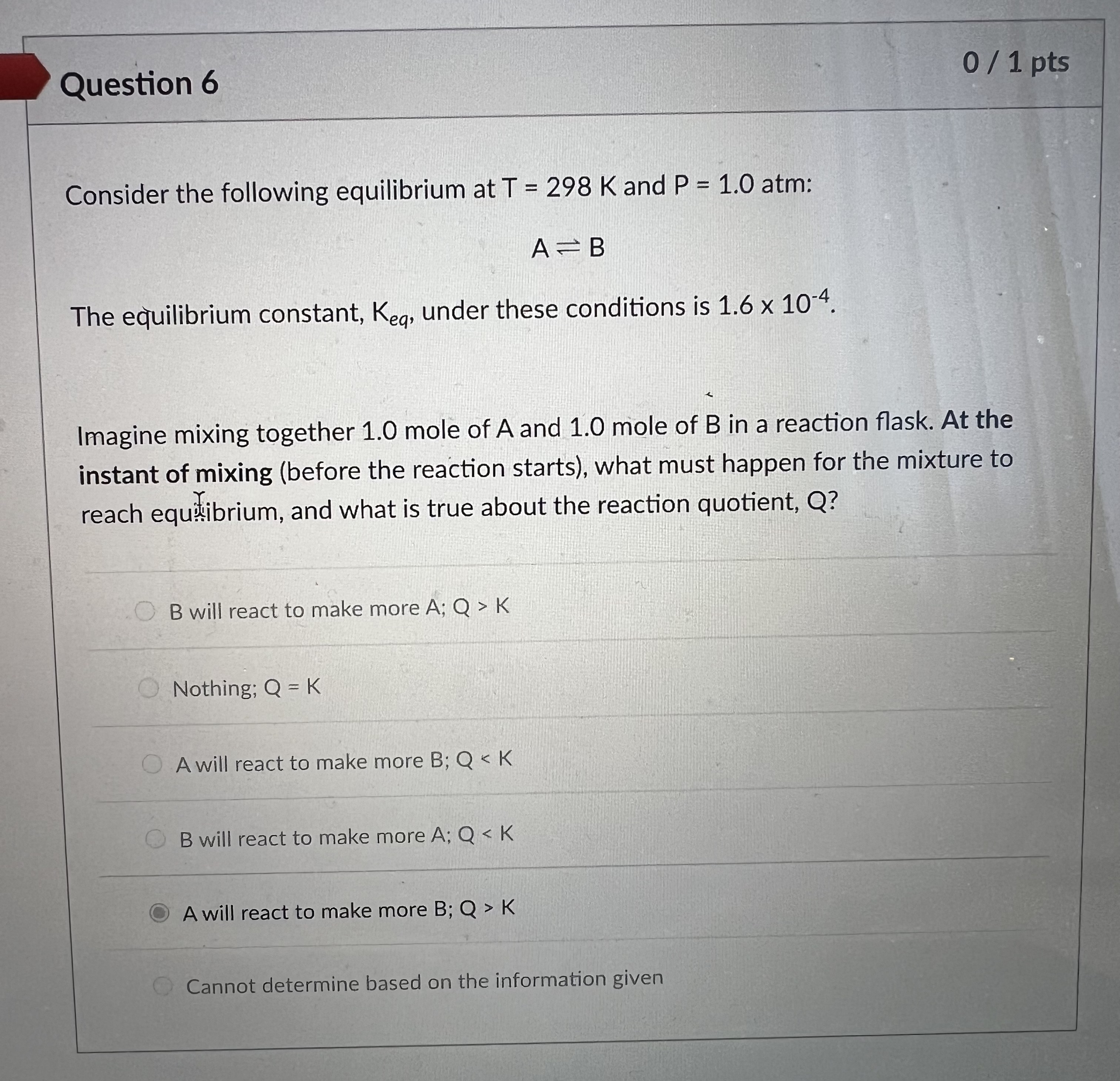Solved Consider the following equilibrium at T=298 K and | Chegg.com
