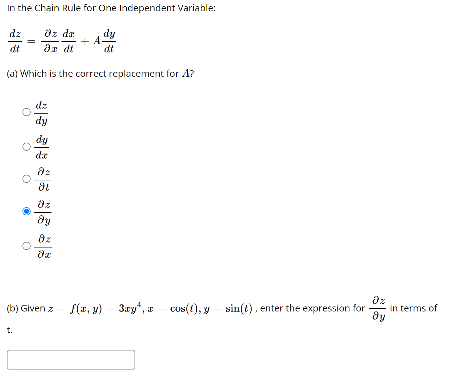 Solved In the Chain Rule for One Independent Variable: | Chegg.com