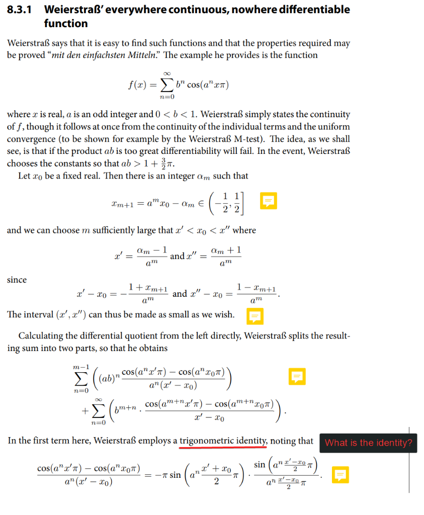 Solved 8.3.1 Weierstraß' everywhere continuous, nowhere | Chegg.com