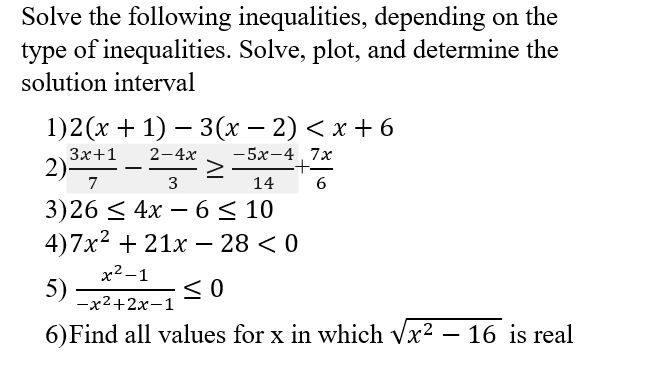 Solved Solve the following inequalities, depending on the | Chegg.com