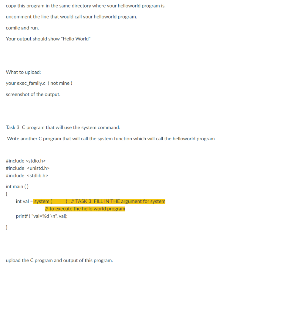 Solved Task1: You will write a custom simple program named | Chegg.com