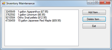 Solved 1. Open the InventoryMaintenance project below. Then, | Chegg.com